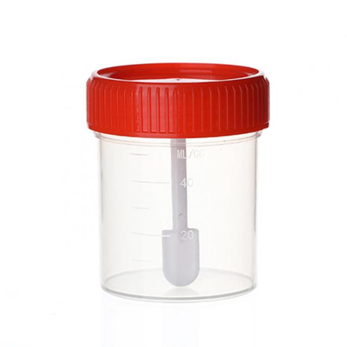 Disposable Hospital Urine And Stool Sample Containers Red Lid Pp Cover